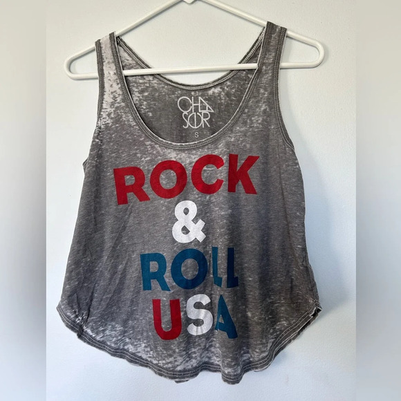 Chaser | Tops | New Rock Roll Usa Small Chaser Tank Top Burnout Gray ...